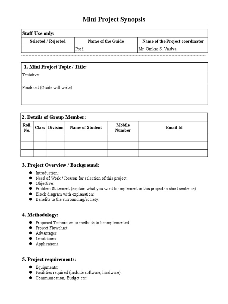 Mini Project Synopsis Format | PDF | Communication | Computing