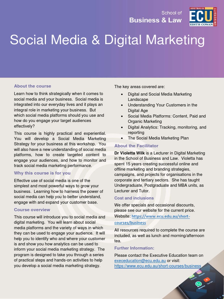 Social Media & Digital Marketing: About The Course | PDF | Digital ...