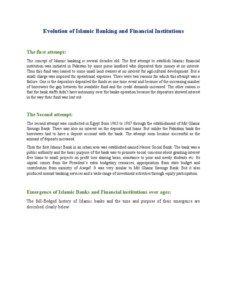 Evolution of Islamic Banking | Download Free PDF | Islamic Banking And ...
