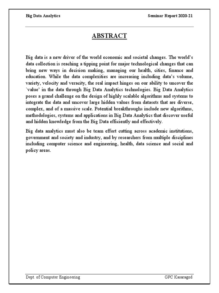 Big Data Analytics Seminar Report 2020-21 | PDF | Big Data | Predictive ...