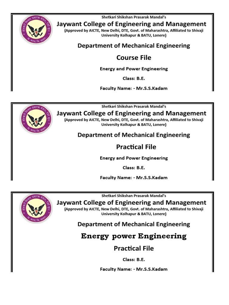 Course File: Jaywant College of Engineering and Management | PDF ...