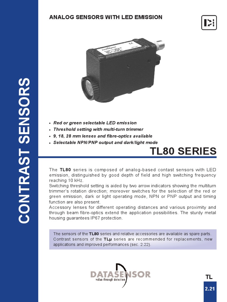 Tl80 Series: Analog Sensors With Led Emission | PDF | Optical Fiber ...
