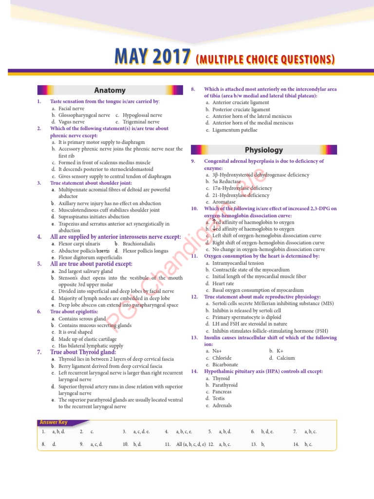 (Multiple Choice Questions) : Anatomy | PDF | Larynx | Shoulder