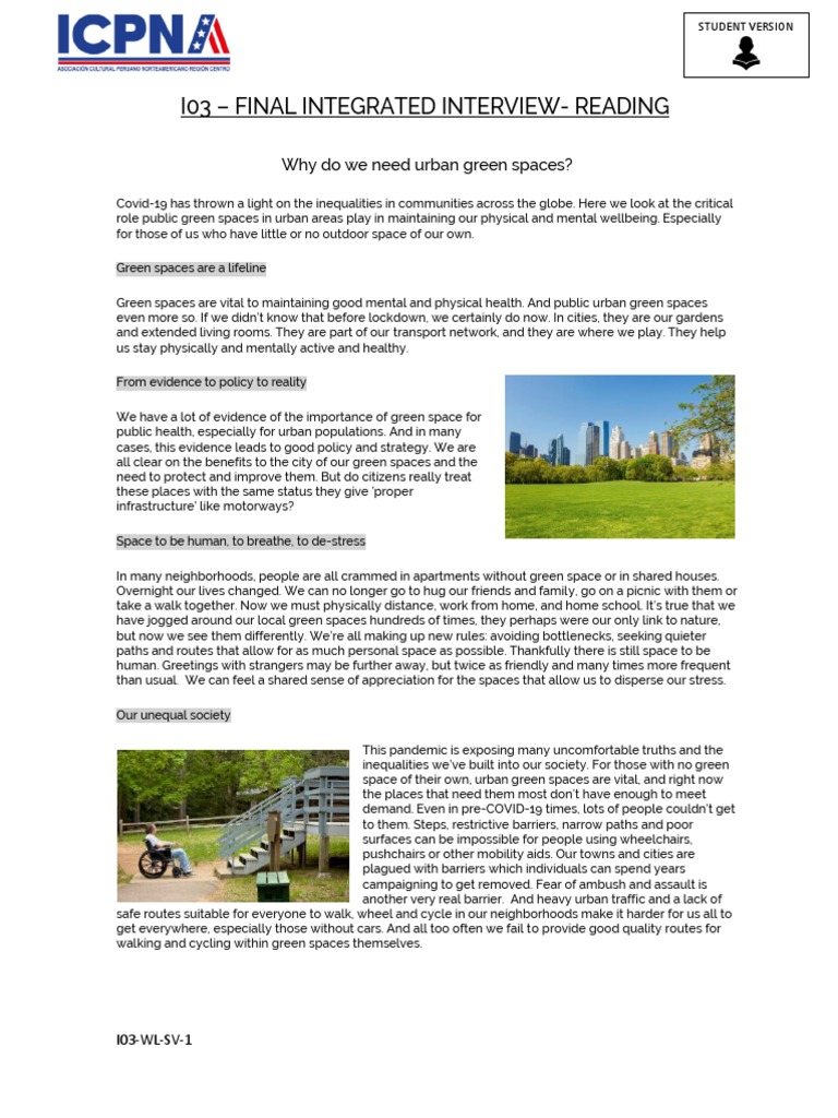 I03 - Final Integrated Interview-Reading: Why Do We Need Urban Green ...