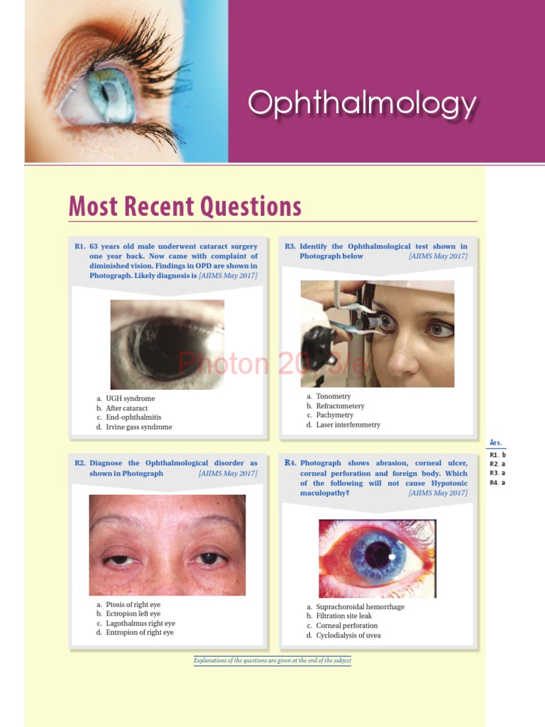 Most Recent Questions: Ophthalmology | PDF | Human Eye | Glaucoma