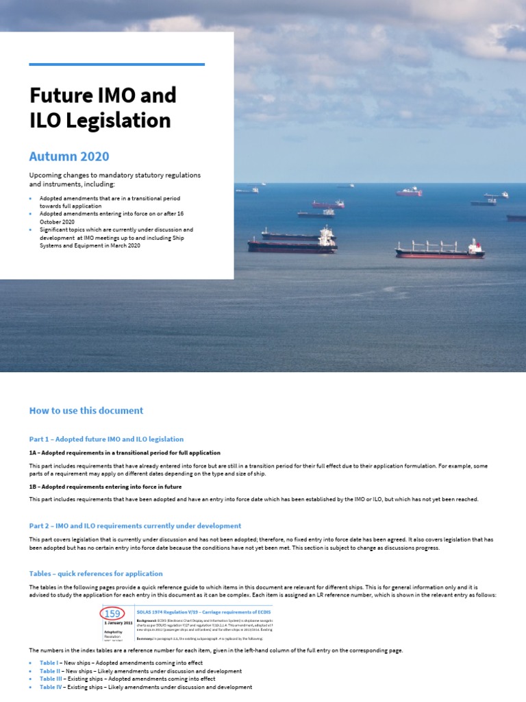 Future IMO and ILO Legislation: Autumn 2020 | PDF | Ships | Oil Tanker