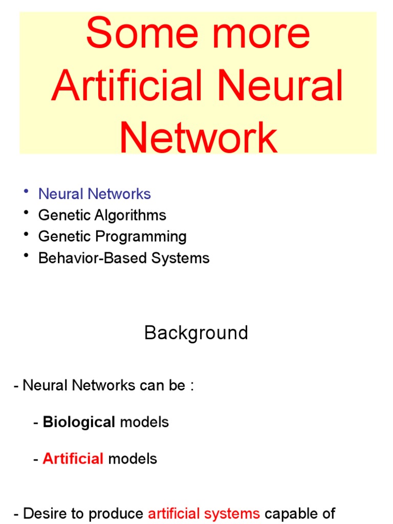 Neural Networks: - Genetic Algorithms - Genetic Programming - Behavior-Based Systems | PDF ...