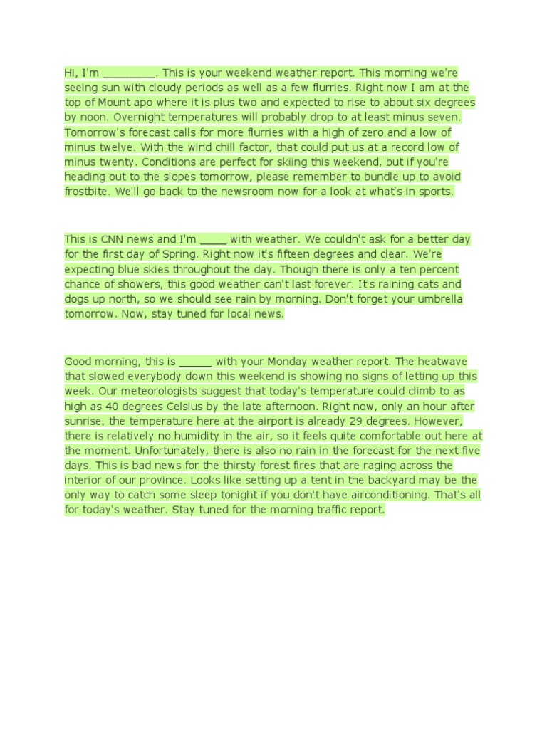 Weather Report | PDF | Weather | Weather Forecasting