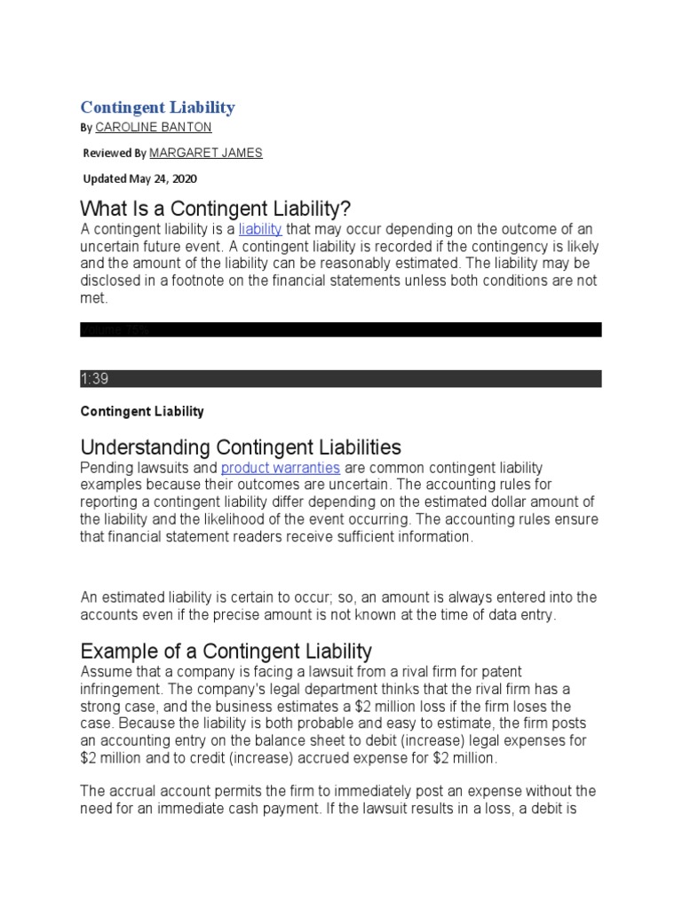 What Is A Contingent Liability? | PDF