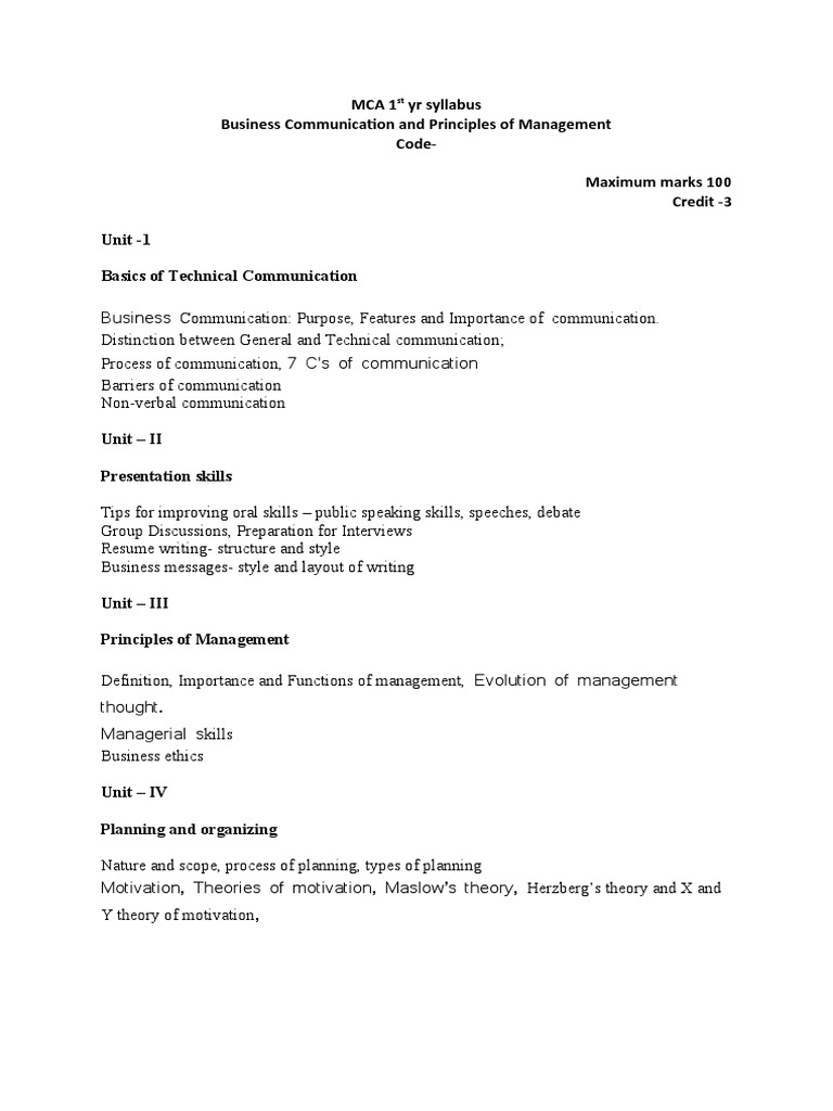 MCA 1st Yr Syllabus New | PDF