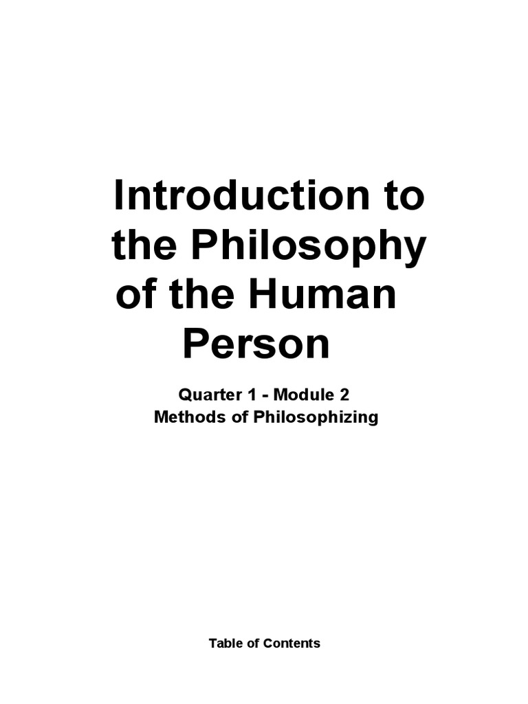 Introduction To The Philosophy of The Human Person: Quarter 1 - Module ...