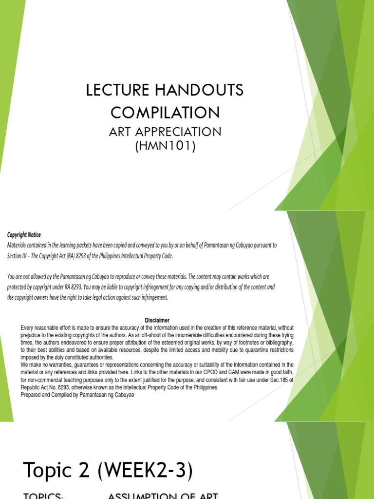 Lecture Handouts Compilation: Art Appreciation (HMN101) | PDF | Design ...