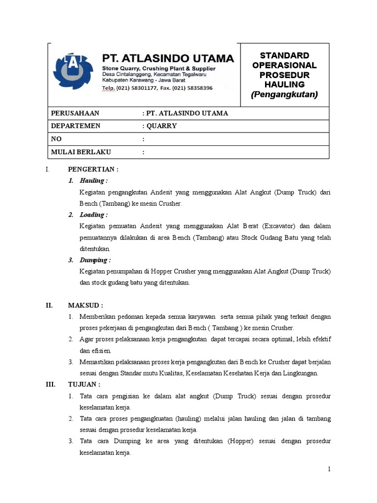 SOP Hauling Activity.R | PDF