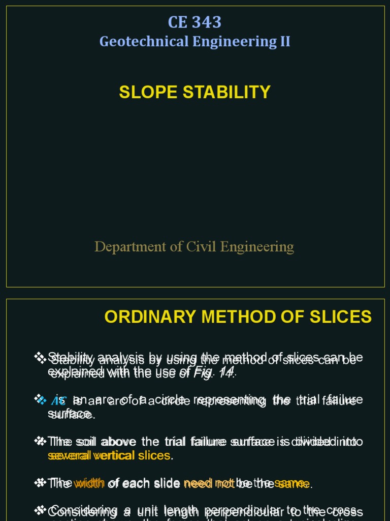 Slope Stability: Geotechnical Engineering II | PDF | Solid Mechanics ...