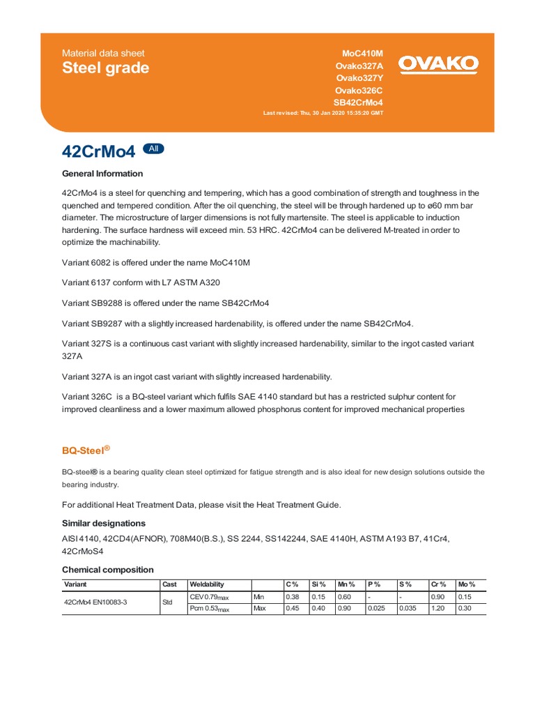 42crmo4: Steel Grade | PDF | Heat Treating | Annealing (Metallurgy)