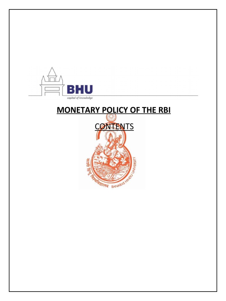 Monetary Policy of The Rbi | PDF | Reserve Bank Of India | Monetary Policy