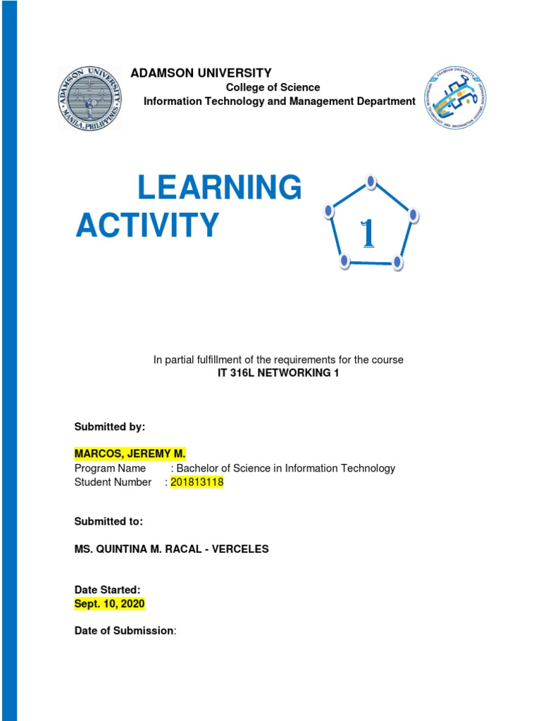 Learning Activity: Adamson University | PDF | Electrical Connector ...