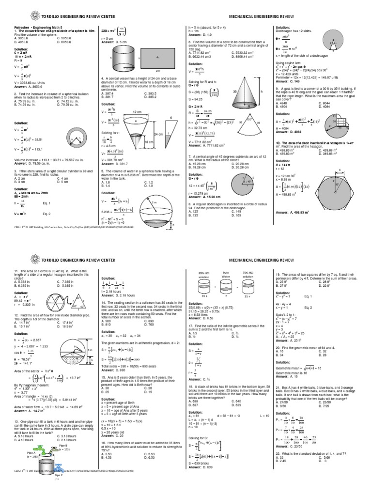 (1A) Math 5A - Math Ref | Download Free PDF | Area | Sine