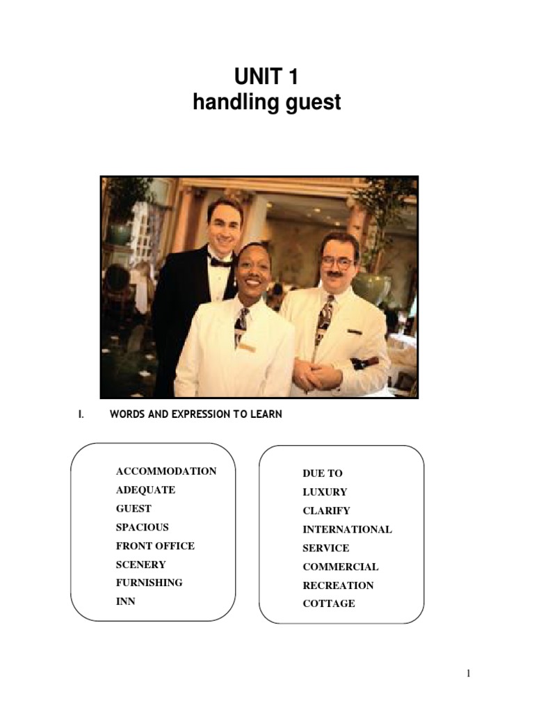 Unit 1 Handling Guest: I. Words and Expression To Learn | PDF | Babylon ...