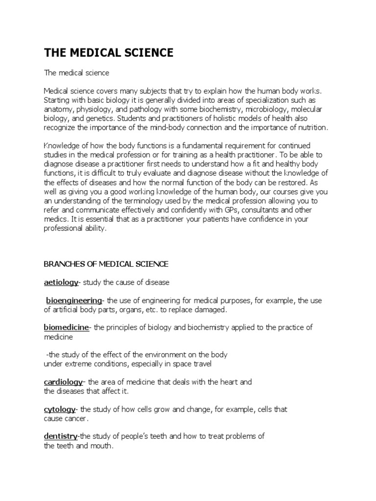 The Medical Science | PDF | Physician | Medicine