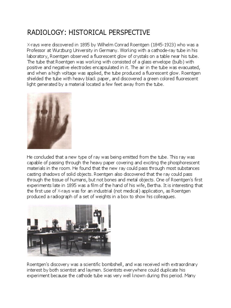 History of X-rays and Early Radiology Discoveries | PDF | Marie Curie ...
