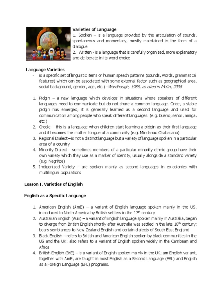 Varieties of Language: Exploring Spoken and Written Forms as well as ...