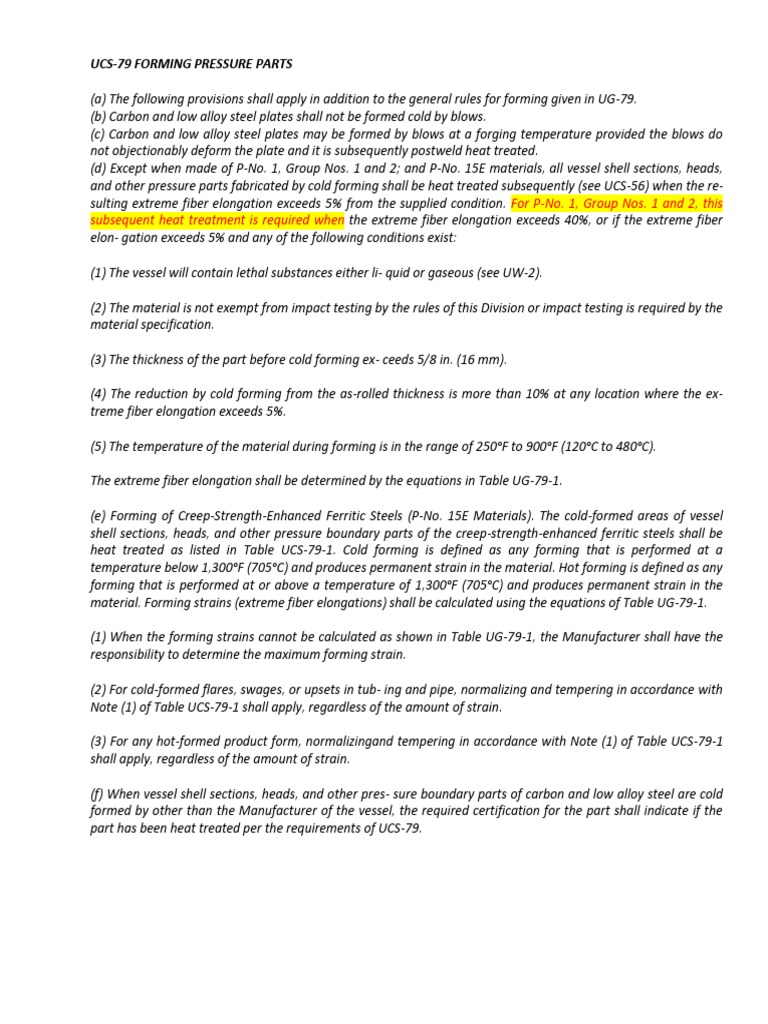 UCS-79 - ASME VIII Div 1 (Fiber Elongation) | PDF | Heat Treating ...