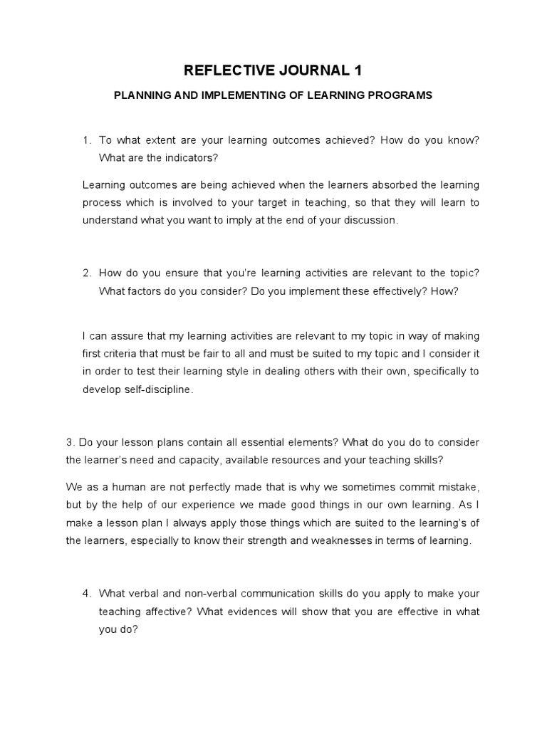 Maximizing Learning Through Reflective Practice | PDF | Lesson Plan ...