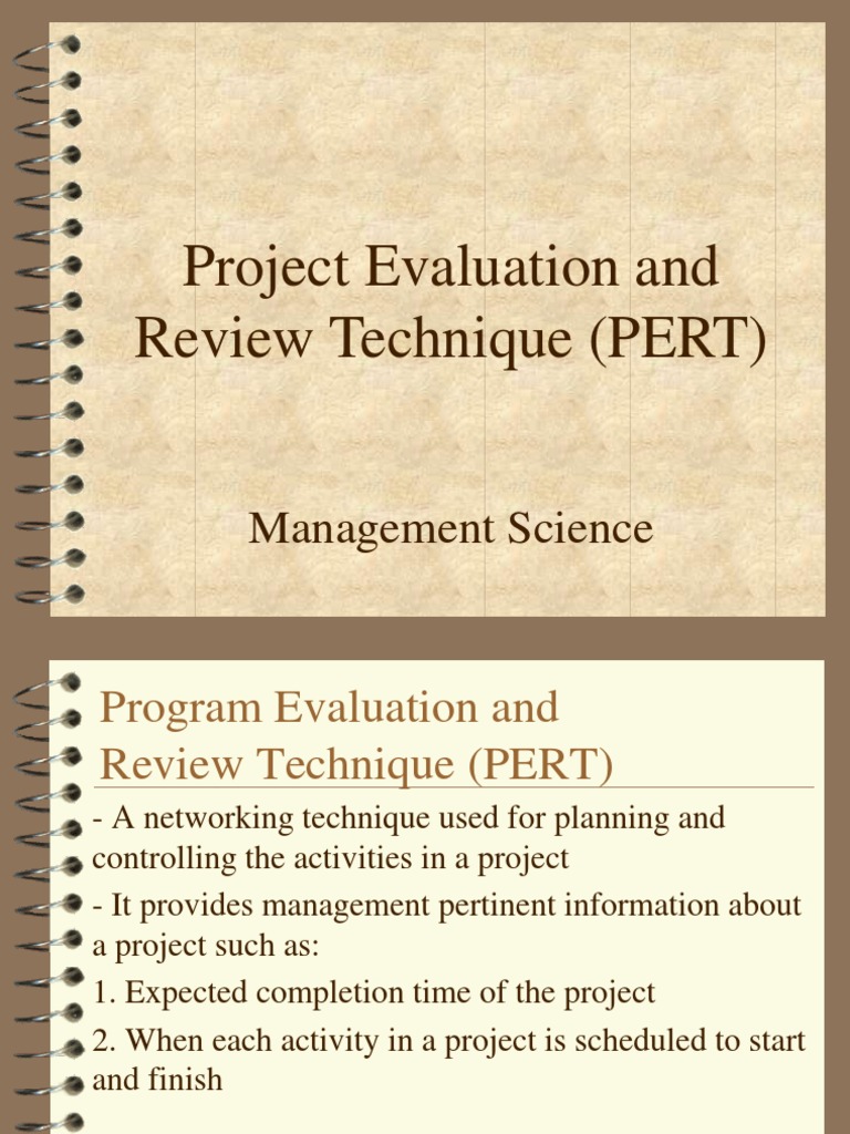 Project Evaluation and Review Technique (PERT) : Management Science ...