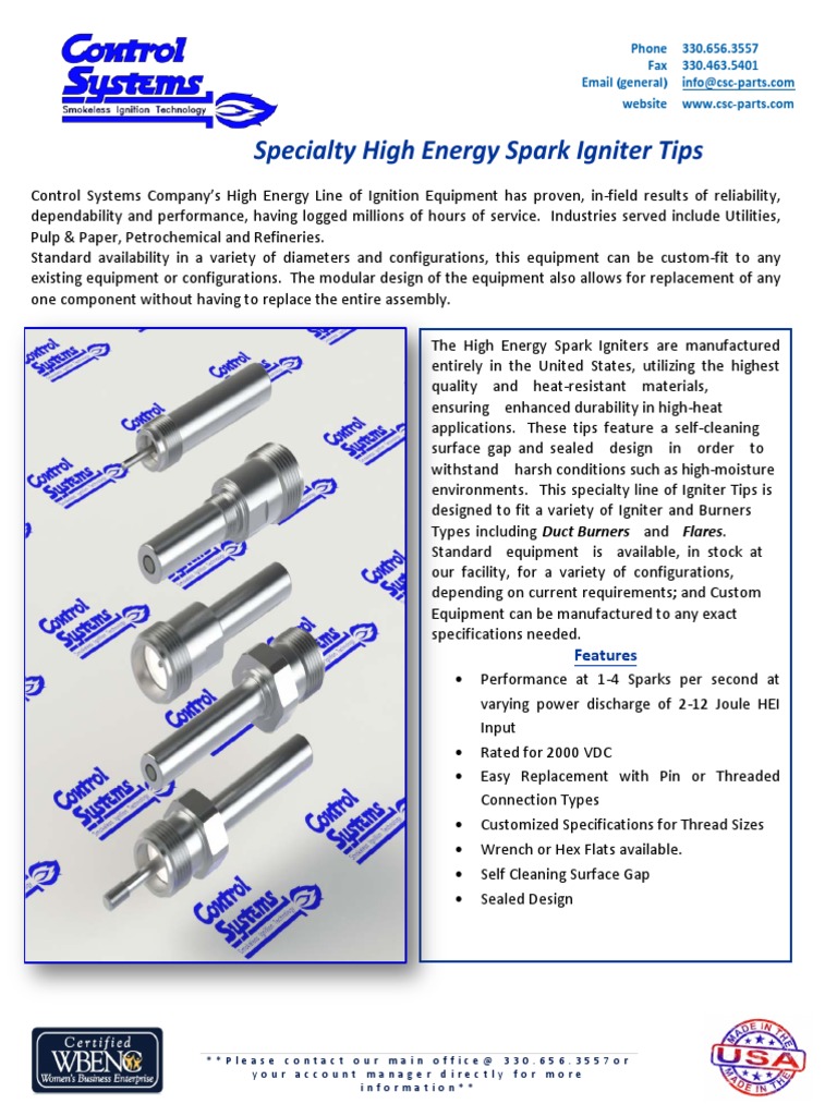HIgh Energy Igniter Tips Specialty Line PDF | PDF | Equipment ...