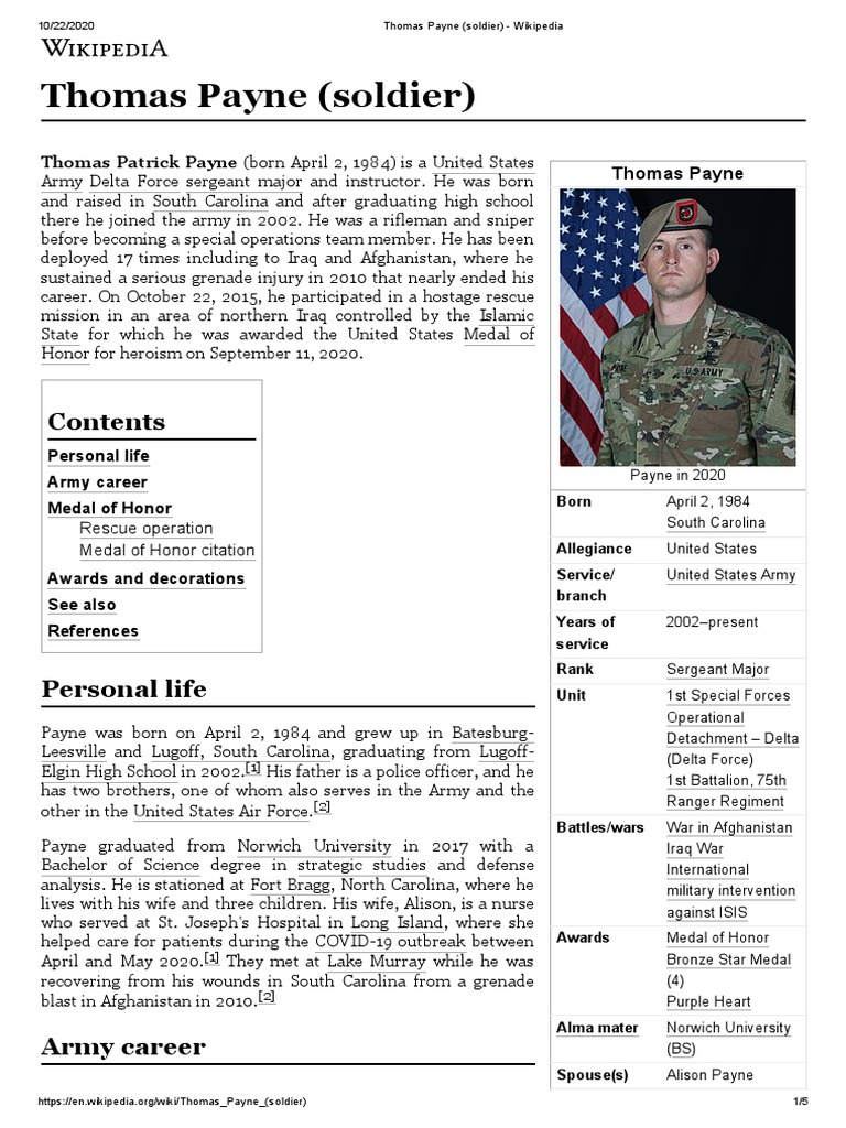 Thomas Payne (Soldier) PDF | PDF | Military Of The United States | Military
