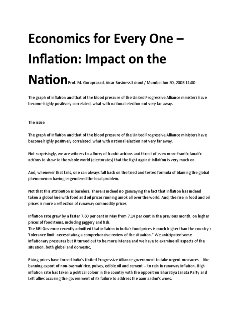 Economics For Every One - Inflation: Impact On The Nation | PDF ...