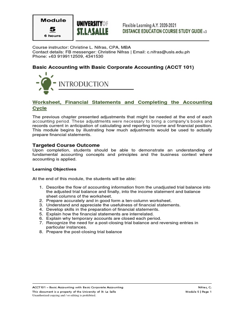 Basic Accounting With Basic Corporate Accounting (ACCT 101) | PDF ...