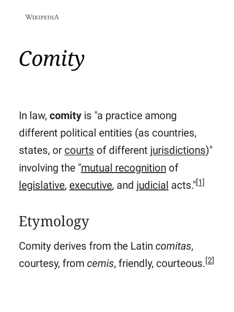 Comity - Wikipedia PDF | PDF | Comity | Government Information
