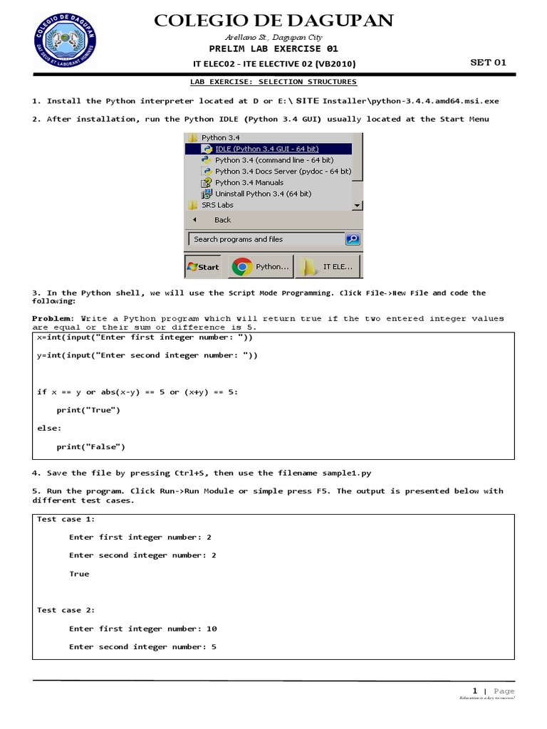 Prelim Lab Exercise 01 It Elec02 - Ite Elective 02 (Vb2010) | PDF | Triangle | Euclidean Plane ...