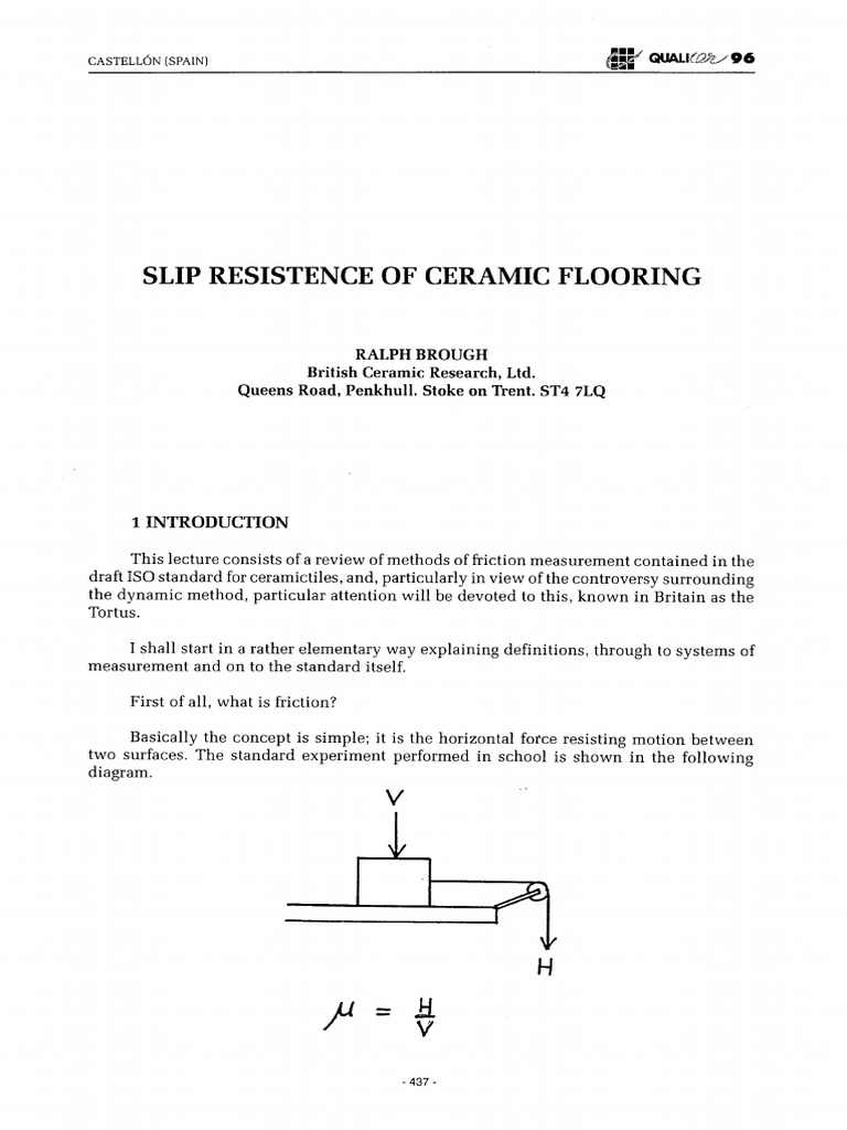 Slip Resistance in Ceramic Flooring Standards | PDF | Friction | Tile