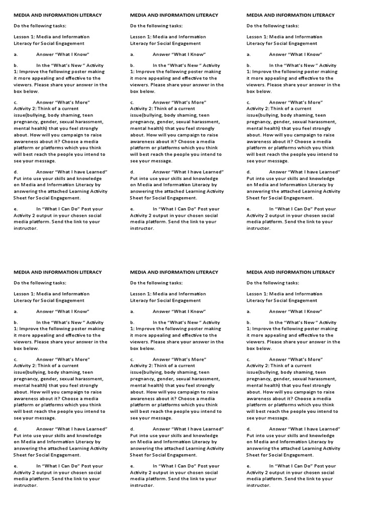 MEDIA AND INFORMATION LITERACYweek3 | PDF | Bullying | Adolescence