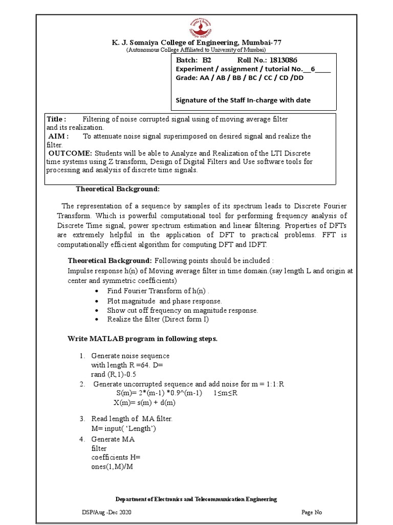 (Autonomous College Affiliated To University of Mumbai) : Department of Electronics and ...