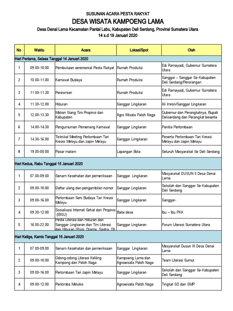 Susunan Acara Pesta Rakyat | PDF