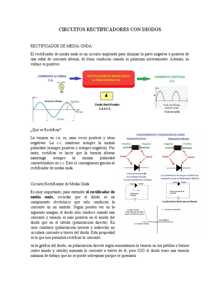 Circuitos Rectificadores Con Diodos | Descargar gratis PDF | Rectificador | Diodo