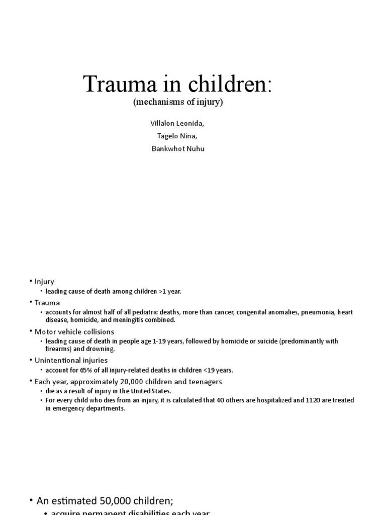Trauma in Children:: (Mechanisms of Injury) | PDF | Self-Improvement