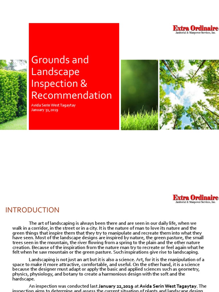 Grounds Inspection and Recommendation | PDF | Pruning | Soil