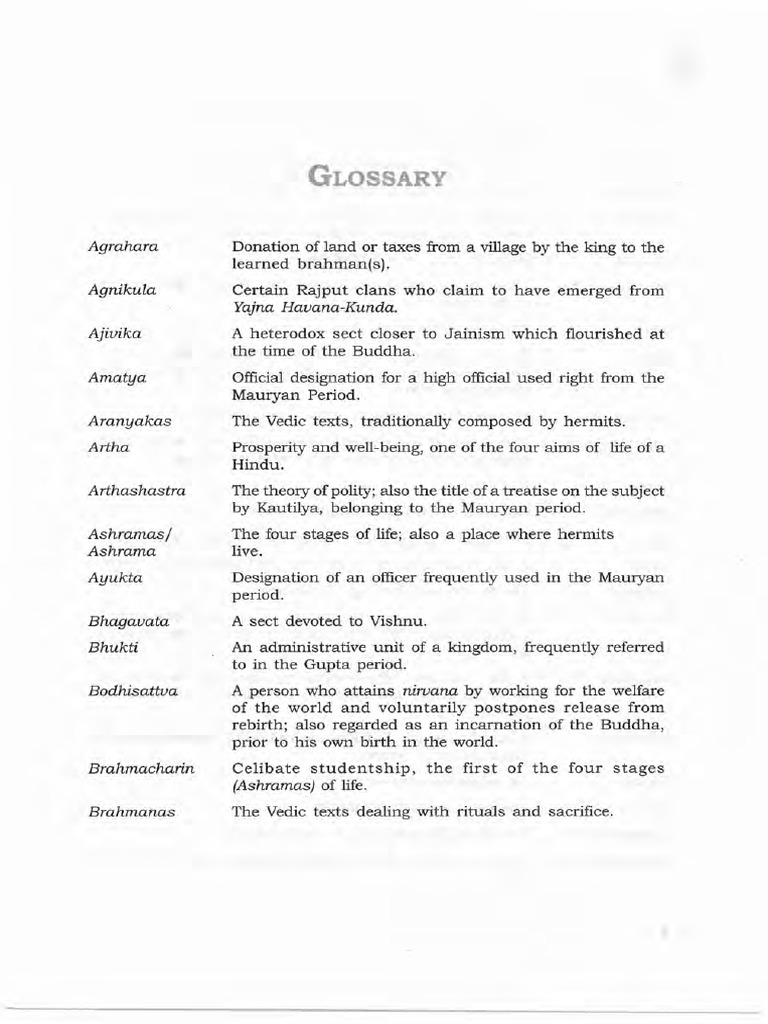 Ancient India Glossary Terms | PDF | Vedas | Hindu Philosophy