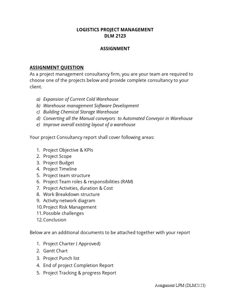 Logistics Project Management Assignment | PDF | Project Management ...