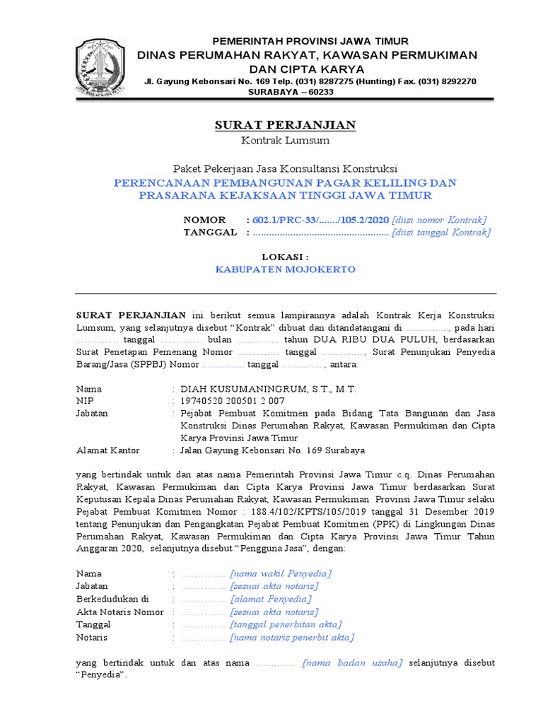 Rancangan Kontrak PRC PEMBANGUNAN PAGAR KELILING GEDUNG KEJAKSAAN ...