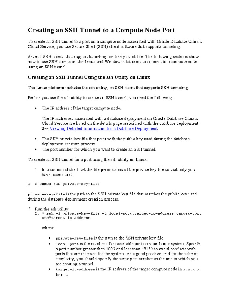 Creating An SSH Tunnel To A Compute Node Port | Download Free PDF | Secure Shell | Port ...