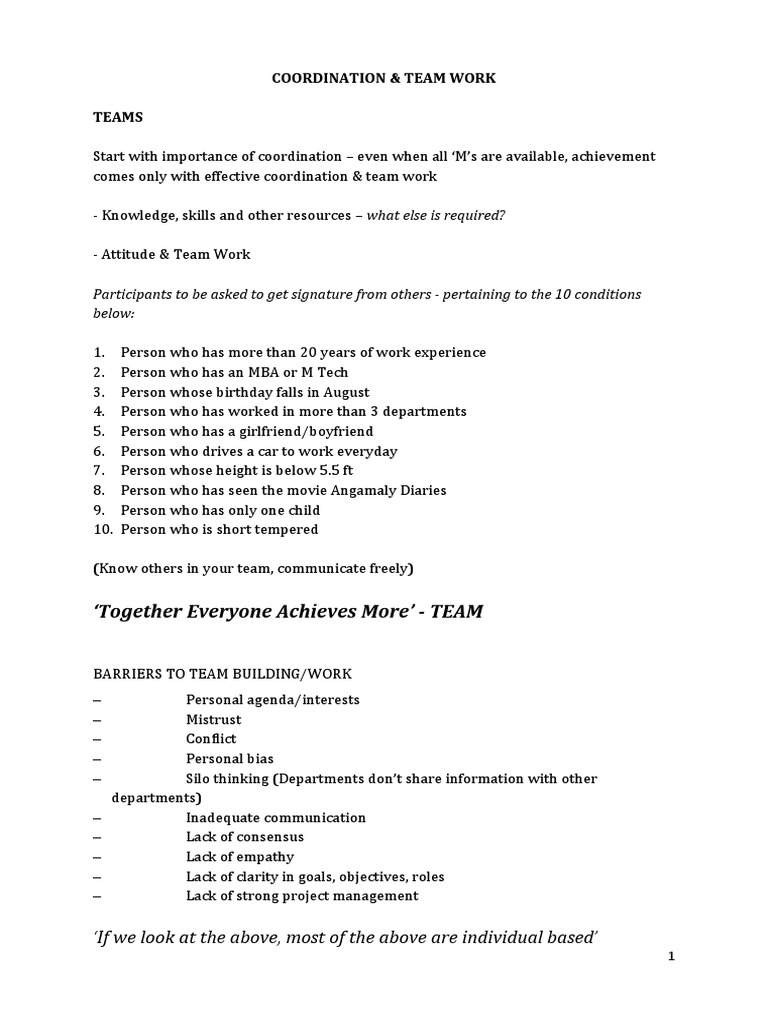 Coordination & Teamwork Success | PDF | Psychological Concepts | Psychology