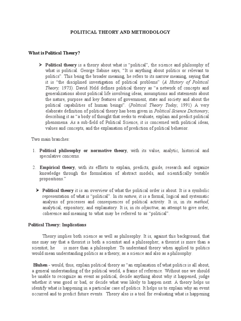 Political Theory and Methodology | PDF | Theory | Political Philosophy