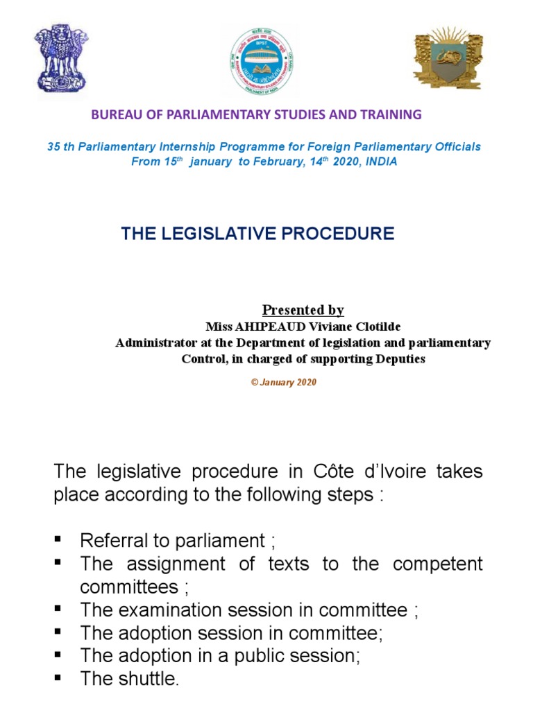 The Legislative Procedure: Bureau of Parliamentary Studies and Training ...