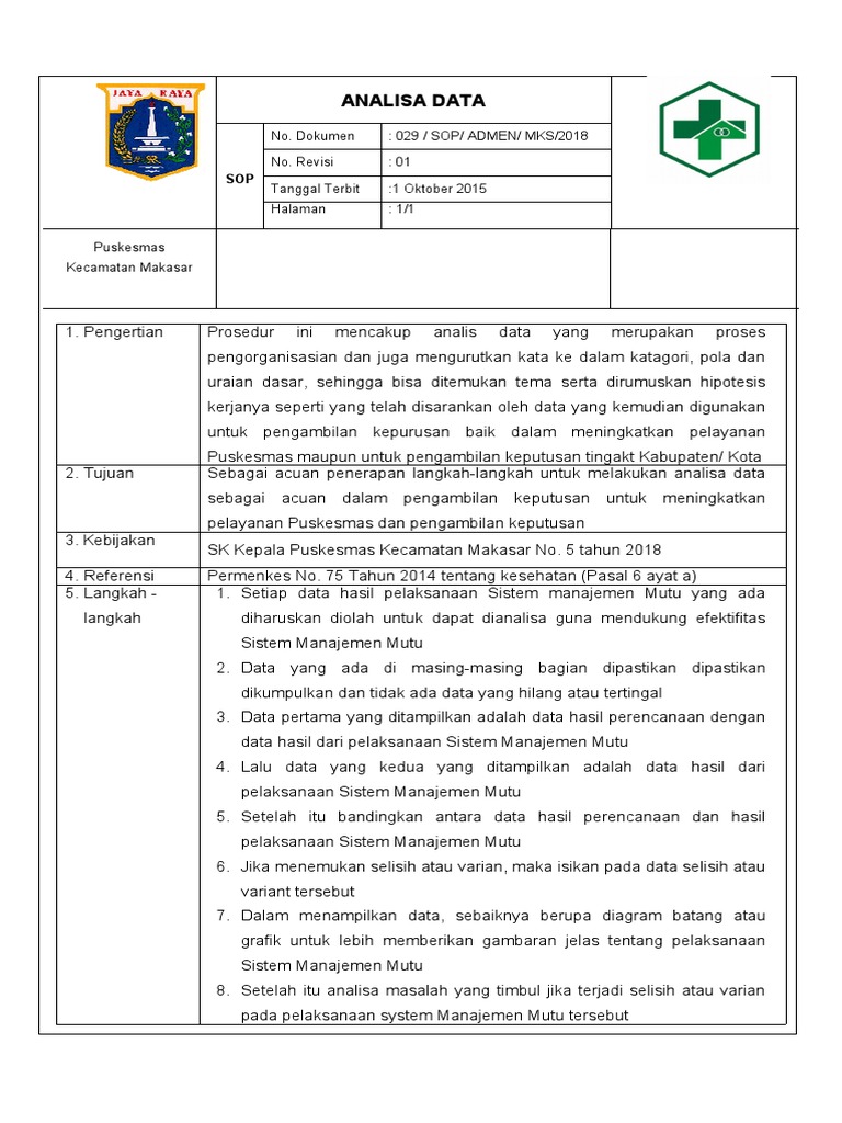Sop Analisa Data | PDF